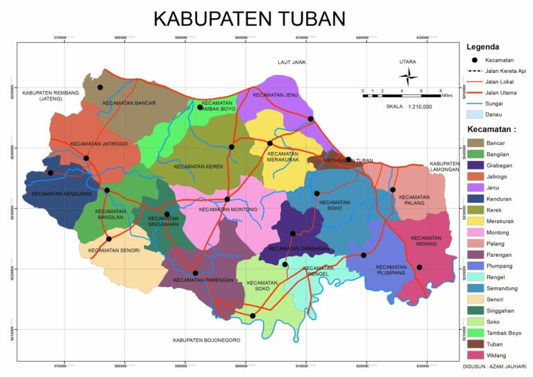 Daftar Kecamatan, Desa/Kelurahan, Kode Pos Tuban, Jatim - sikambapang