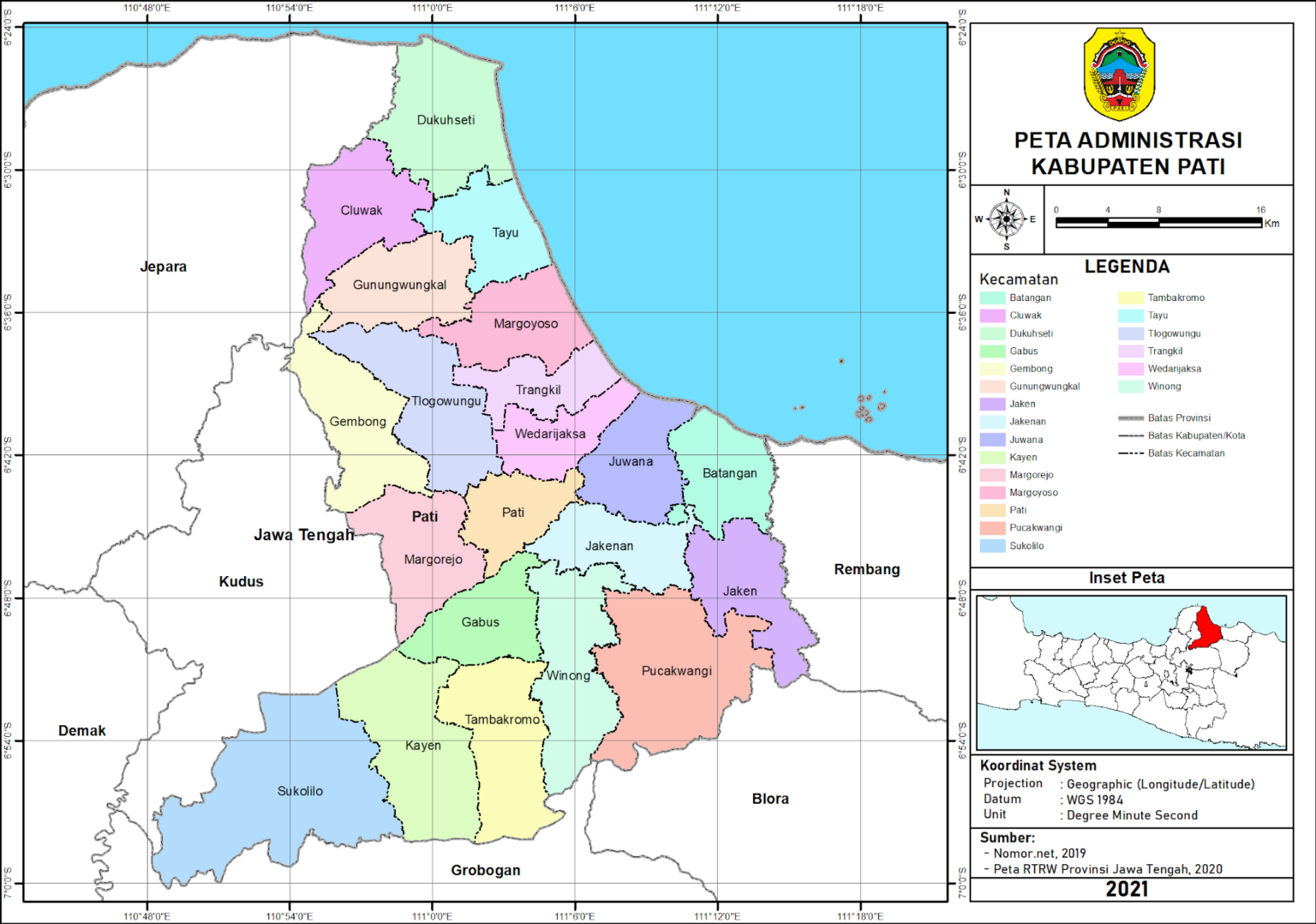 Daftar Kecamatan, Desa/Kelurahan, dan Kode Pos Pati, Jawa Tengah - sikambapang