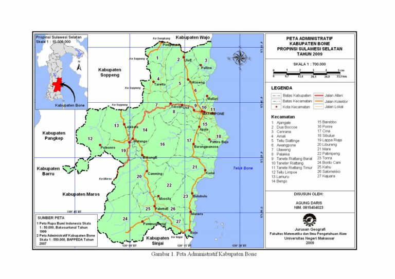 Daftar Kecamatan, Desa/Kelurahan, Kode Pos Kab. Bone, Sulsel - sikambapang
