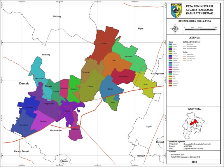 Daftar Kecamatan, Desa/Kelurahan, Kode Pos Demak, Jateng - sikambapang