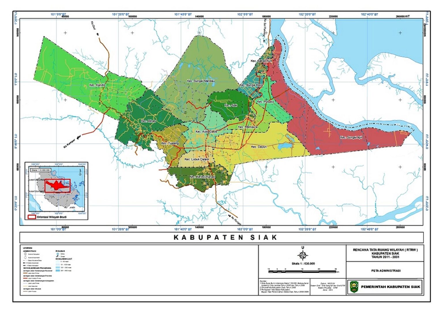 Daftar Kecamatan, Desa/Kelurahan, Kode Pos Siak Riau - sikambapang