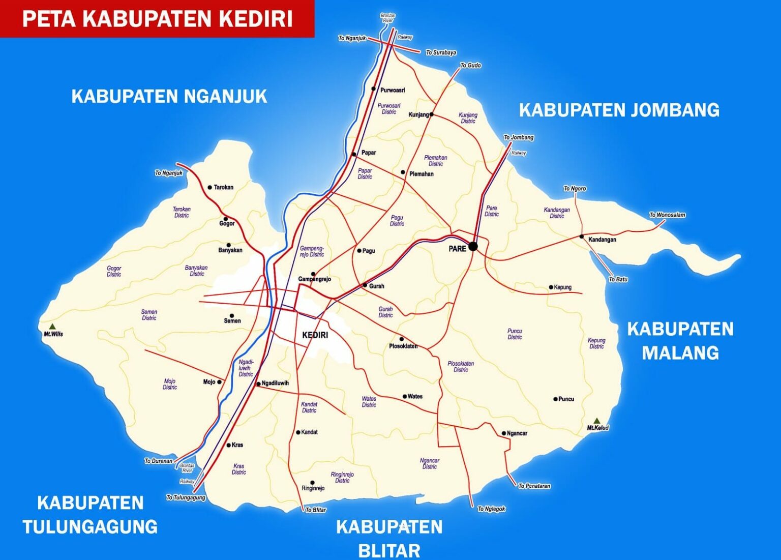 Daftar Kecamatan, Desa/Kelurahan, Kode Pos Kediri - sikambapang